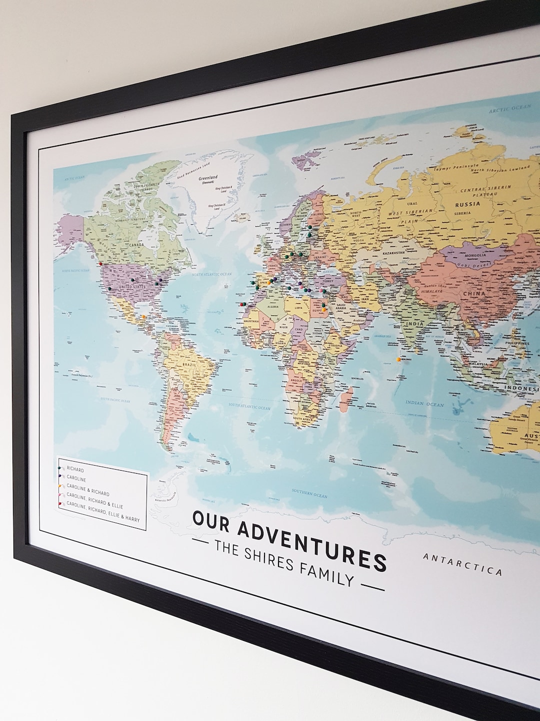 Personalised World Pin Travel Adventure Map A2/A1/A0 - Etsy UK