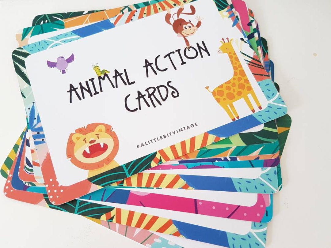 Animal Action Cards - Etsy
