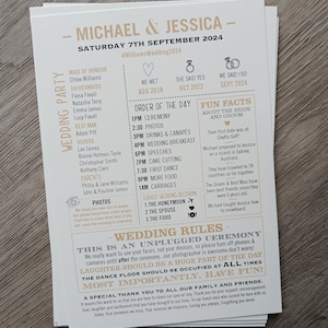 Personalised Wedding Programme Cards - Etsy UK