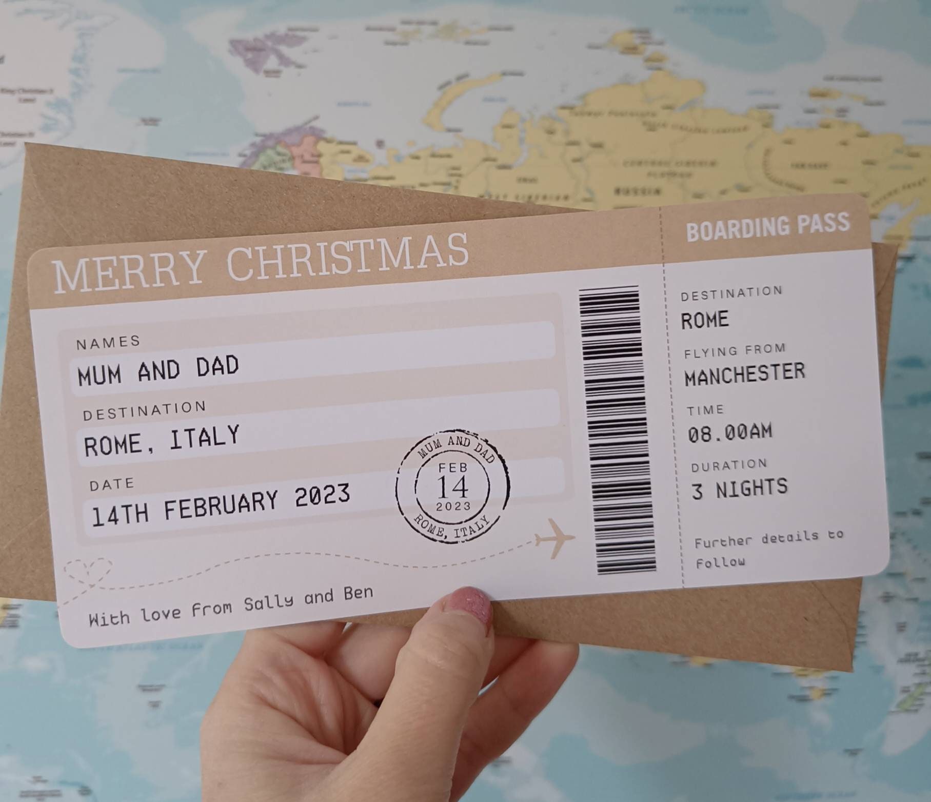 Personalised Boarding Pass Gift Voucher/ticket (any Text or Colours ...
