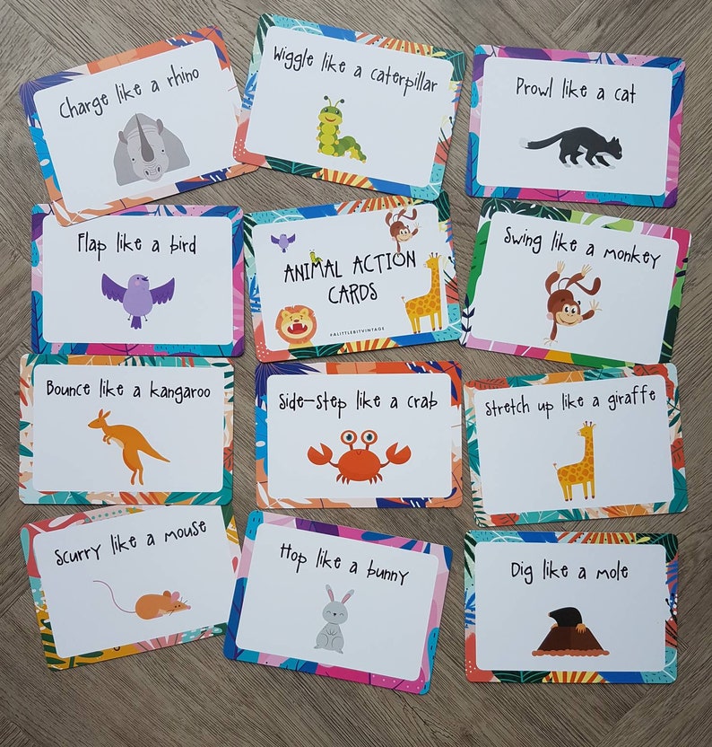 Animal Action Cards - Etsy