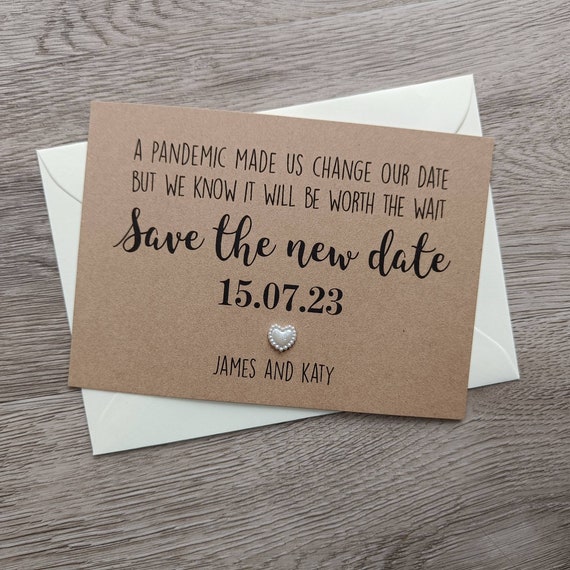 Personalised Change of Date Save the New Date Postponed - Etsy UK