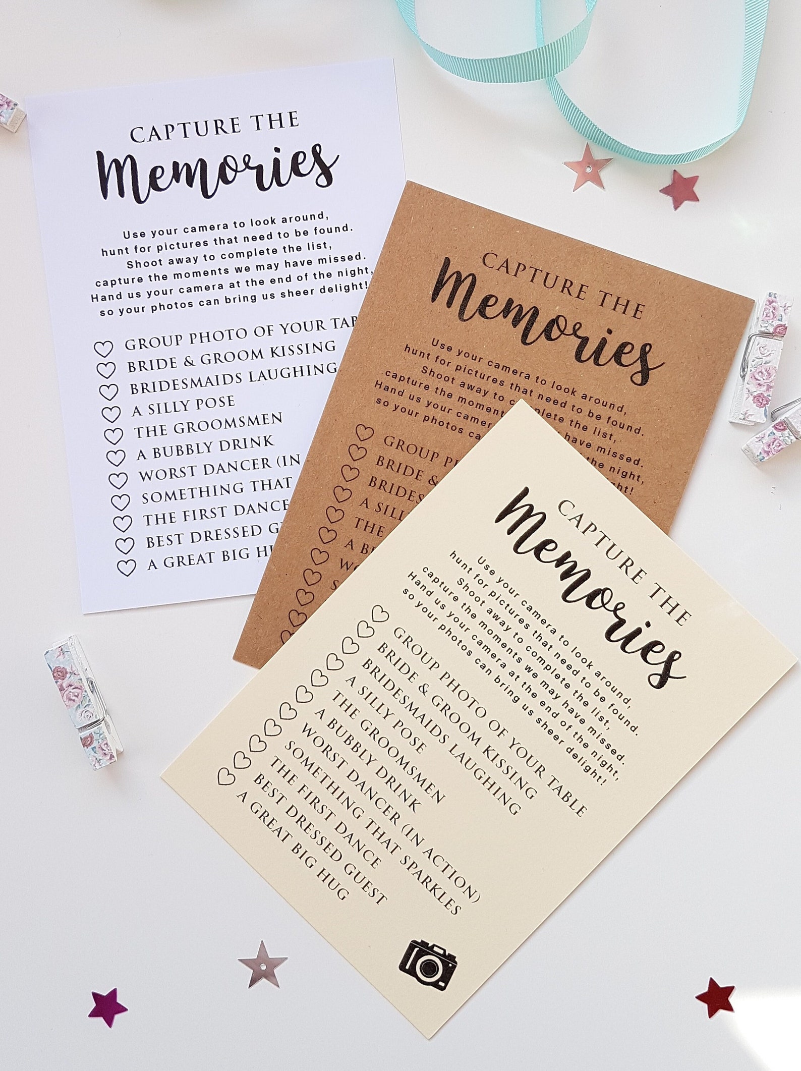 Wedding Capture the Memories Photo I-spy Cards pack of 5 | Etsy