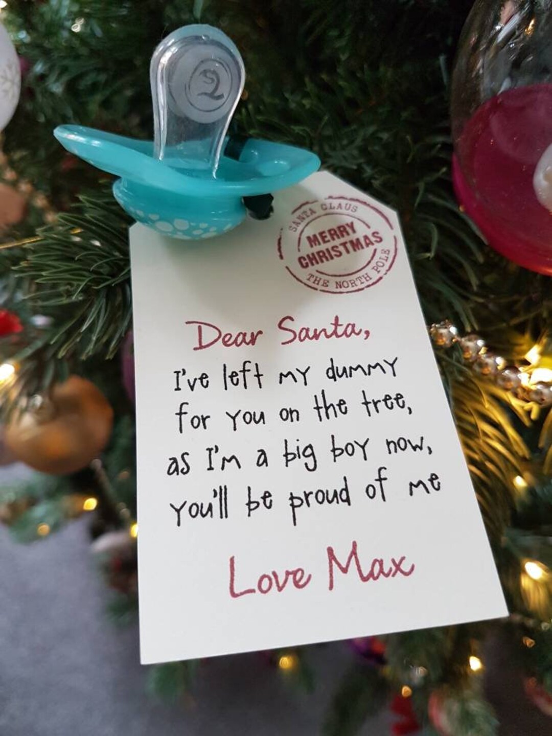 Personalised Dummy for Santa Tag - Etsy UK