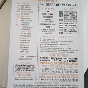 Personalised Wedding Programme Cards - Etsy UK