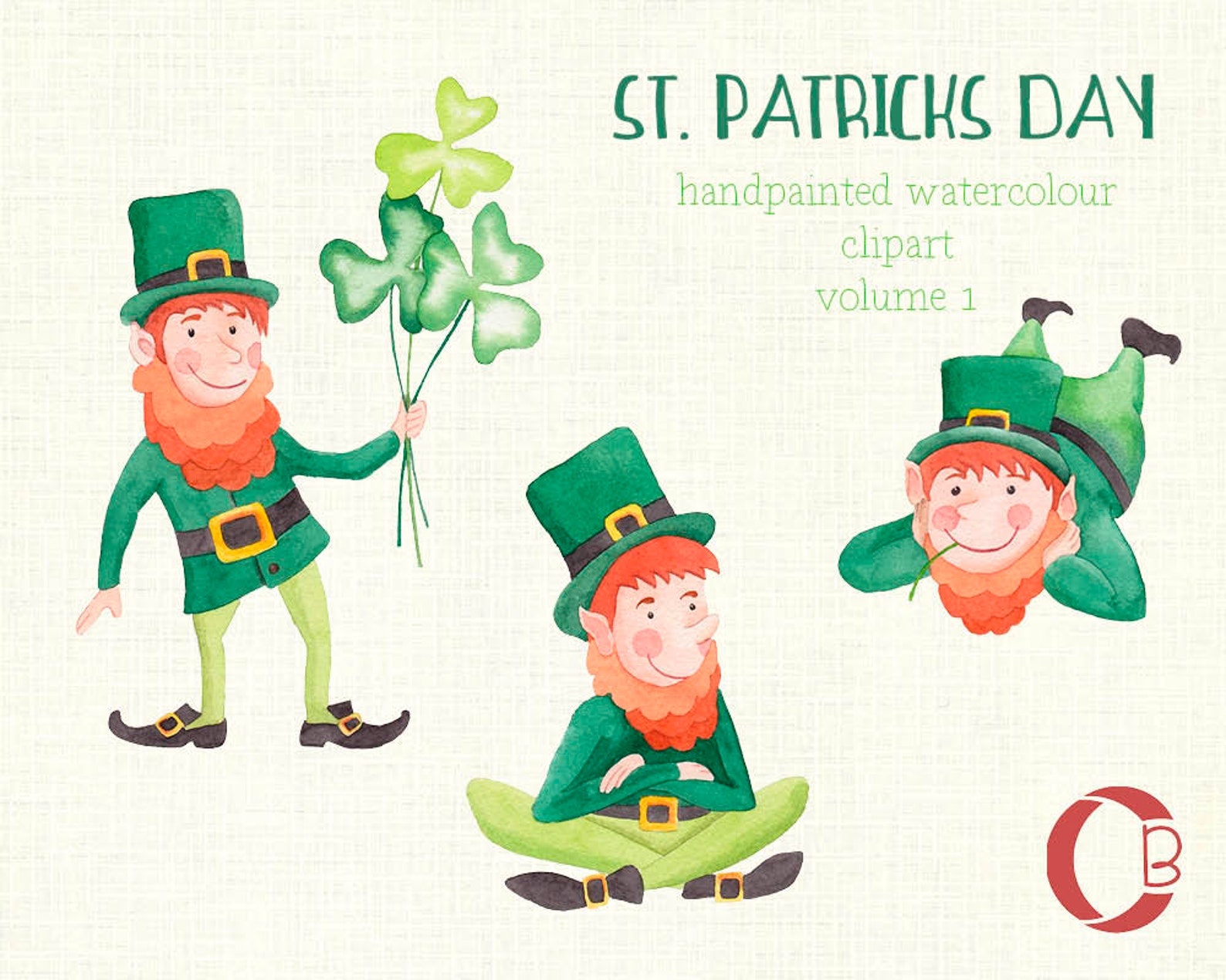 Watercolor Clipart St Patricks Day, Leprechauns Handpainted Irish Clip ...