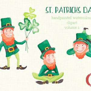 Watercolor Clipart St Patricks Day, Leprechauns Handpainted Irish Clip ...