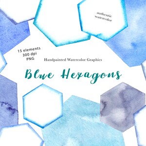 Watercolor Clipart Frame, Hexagon Shapes, Handpainted Watercolor Clip ...