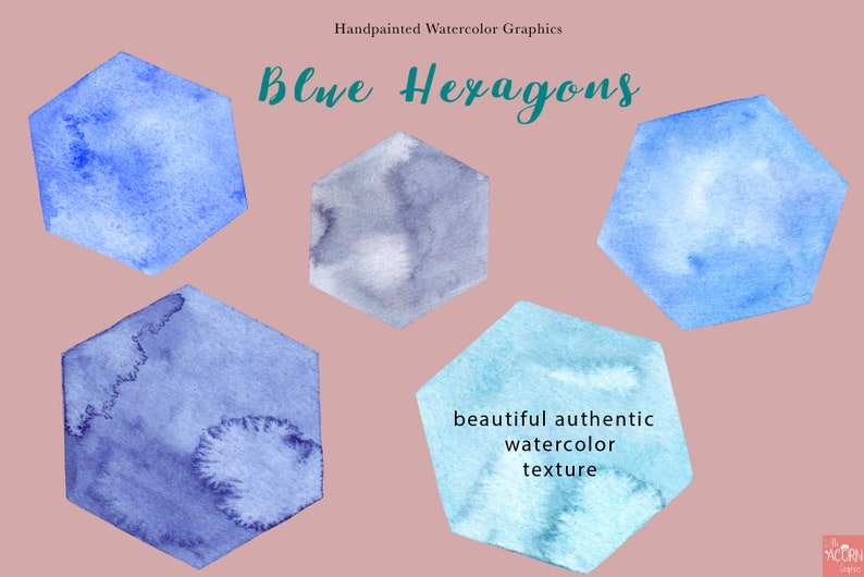 Watercolor Clipart Frame, Hexagon Shapes, Handpainted Watercolor Clip ...