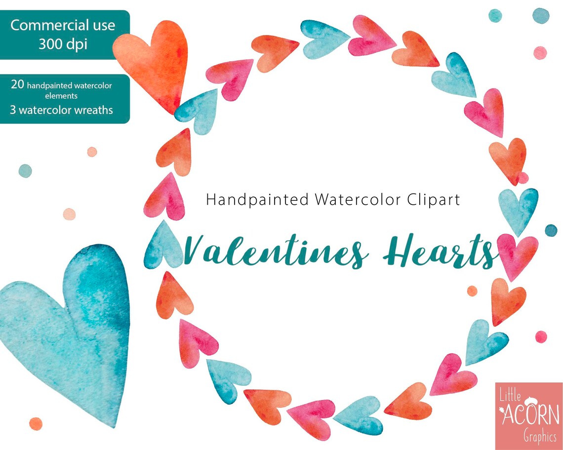 Watercolor Clipart Valentines Day, Valentines Clip Art, Heart Clipart ...
