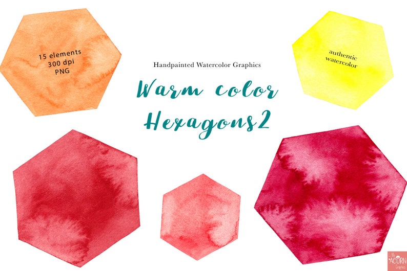 Watercolor Clipart Frame, Hexagon Shapes, Handpainted Watercolor Clip ...