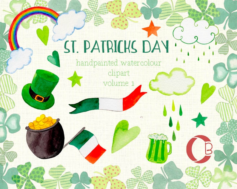Watercolor Clipart St Patricks Day, Leprechauns Handpainted Irish Clip ...