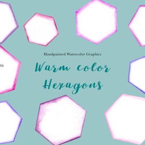 Watercolor Clipart Frame, Hexagon Shapes, Handpainted Watercolor Clip ...