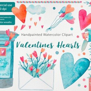 Watercolor Clipart Valentines Day, Valentines Clip Art, Heart Clipart ...