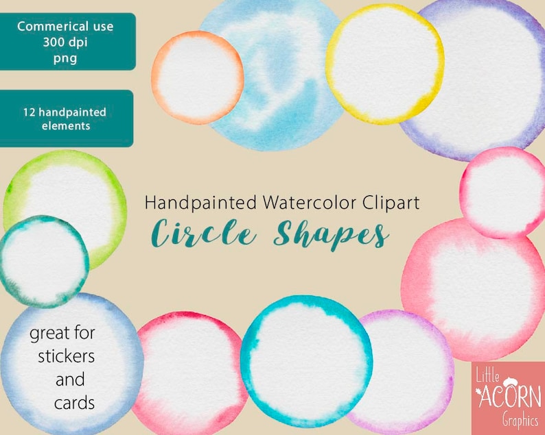 Watercolor Clipart Frame, Circle Clipart, Handpainted Watercolor ...