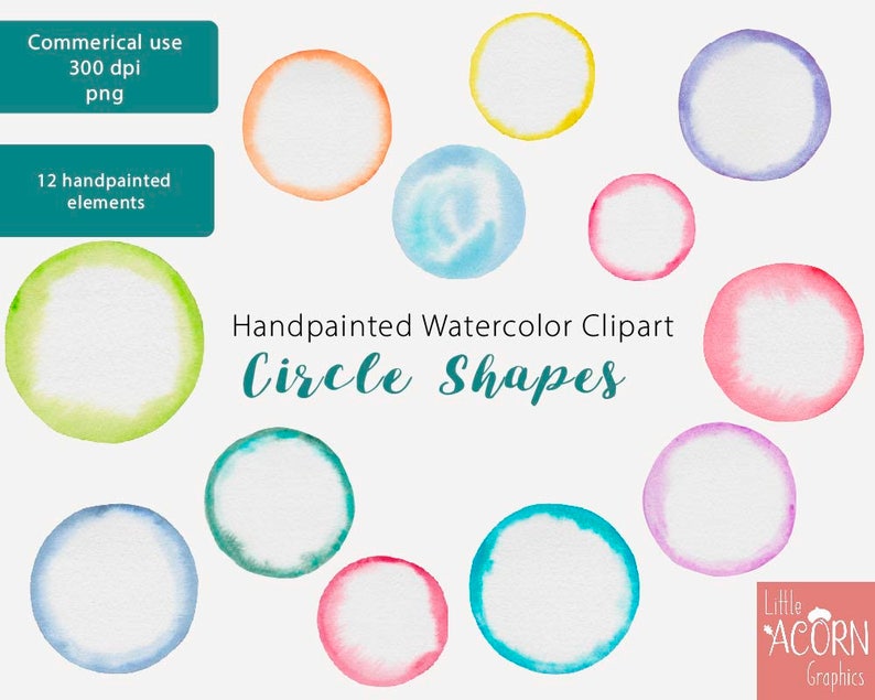 Watercolor Clipart Frame, Circle Clipart, Handpainted Watercolor ...