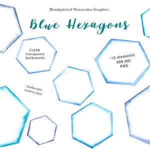 Watercolor Clipart Frame, Hexagon Shapes, Handpainted Watercolor Clip ...