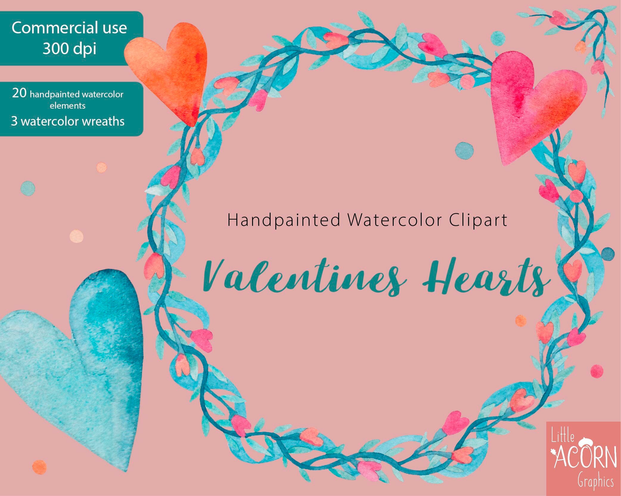 Watercolor Clipart Valentines Day, Valentines Clip Art, Heart Clipart ...