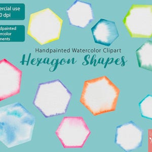 Watercolor Clipart Frame, Hexagon Shapes, Handpainted Watercolor Clip ...