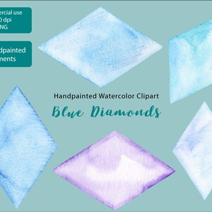 Watercolor Clipart Frame, Blue Diamonds Watercolor Clip Art, Cards ...