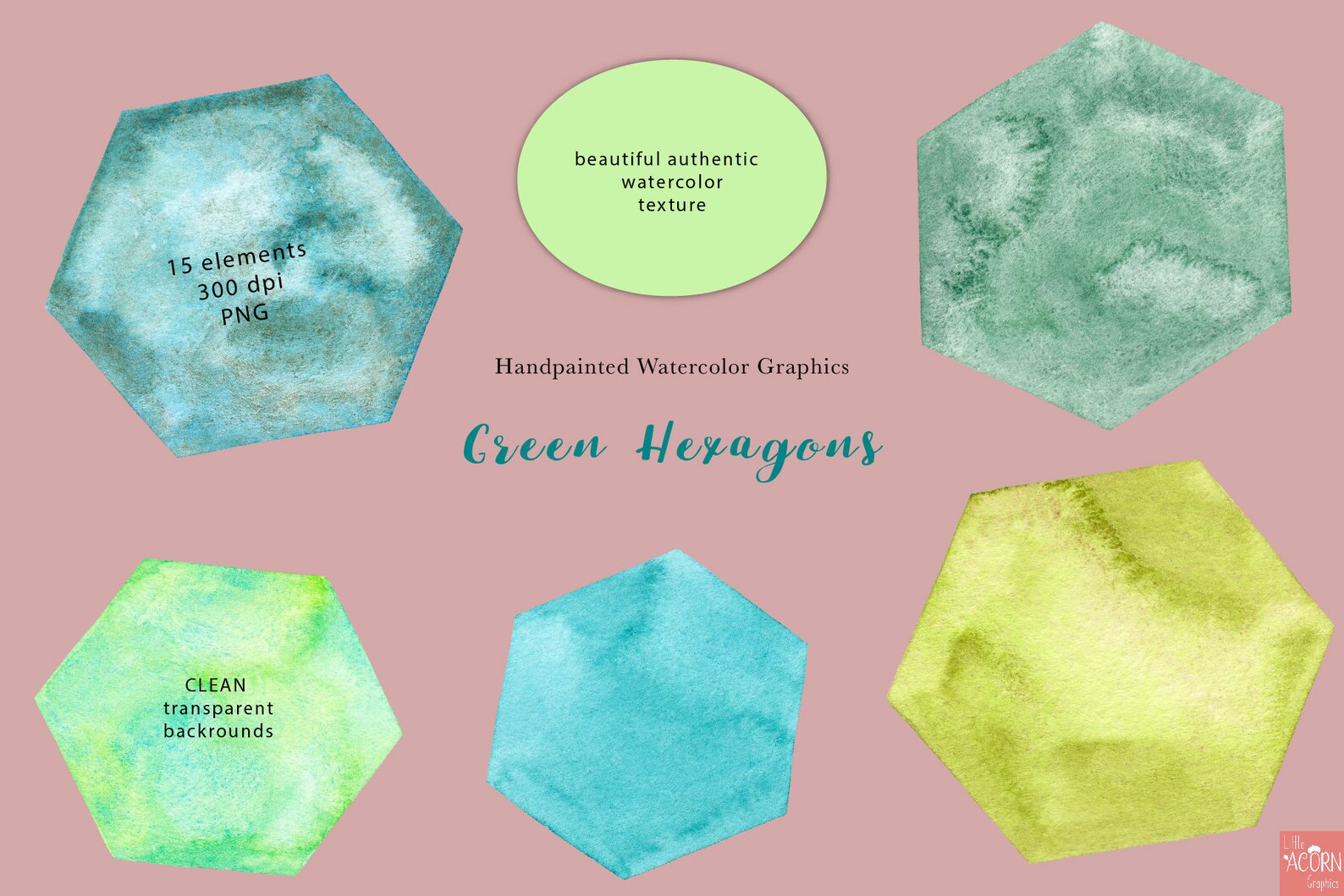 Watercolor Clipart Frame, Hexagon Shapes, Handpainted Watercolor Clip ...