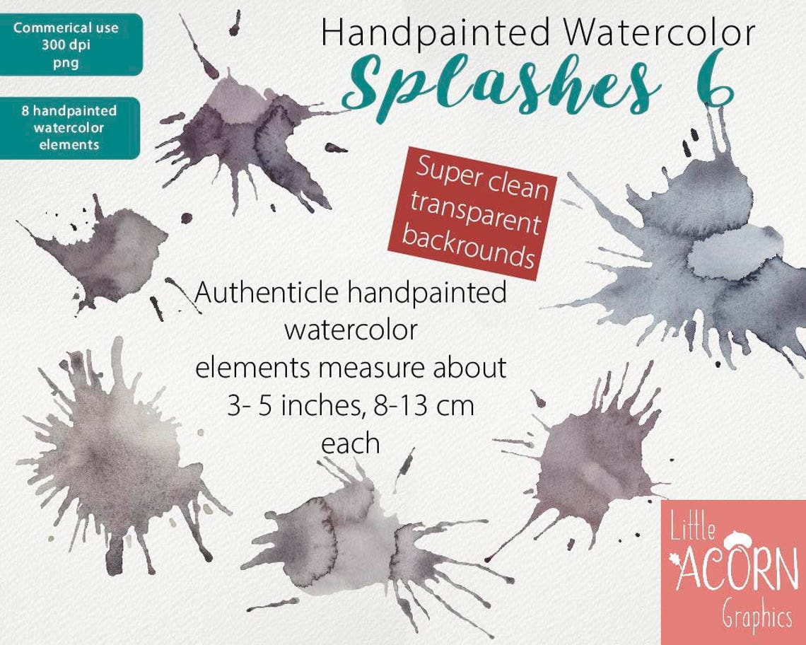 Watercolor Clipart Spashes, Commercial Use,brown Handpainted,grey Clip ...