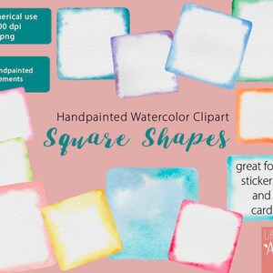 Watercolor Clipart Frame, Square Clip Art Frame, Handpainted Watercolor ...