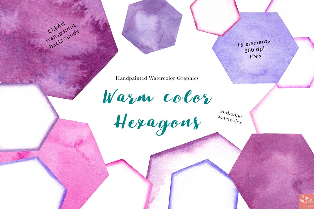 Watercolor Clipart Frame, Hexagon Shapes, Handpainted Watercolor Clip ...