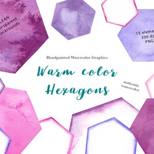 Watercolor Clipart Frame, Hexagon Shapes, Handpainted Watercolor Clip ...