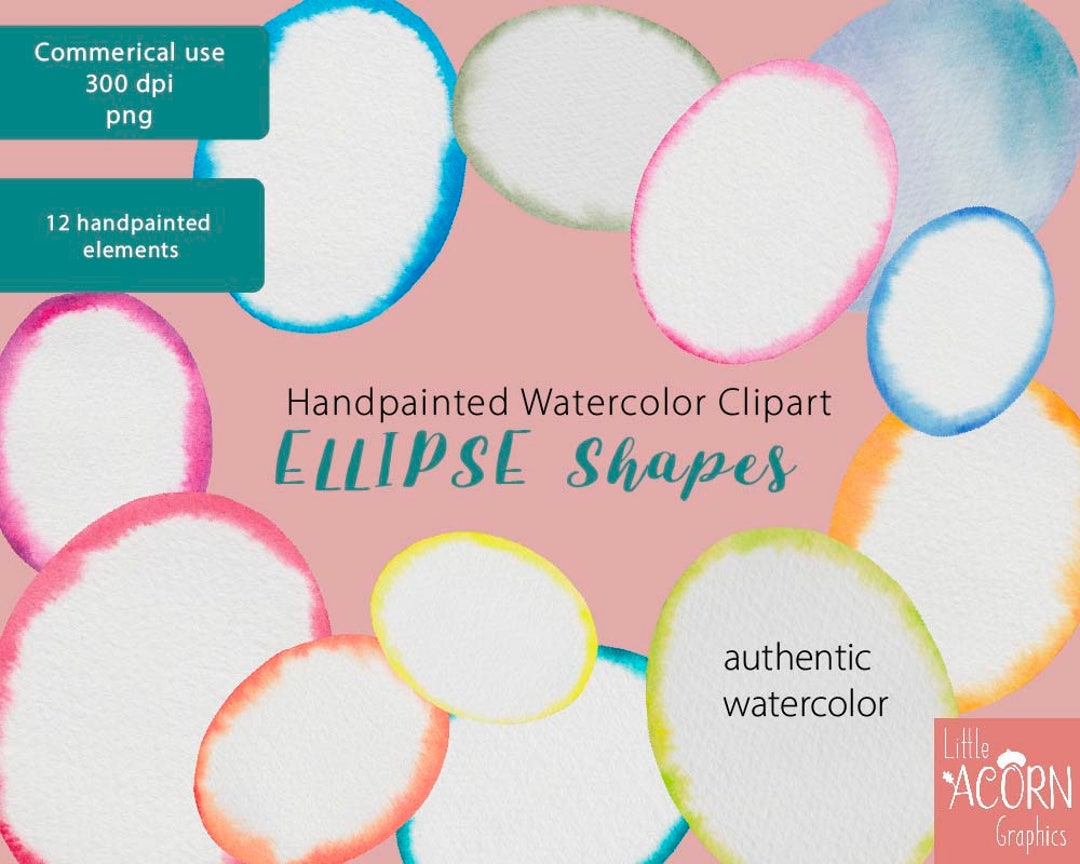 Watercolor Clipart Frame, Ellipse Clipart, Handpainted Watercolor ...