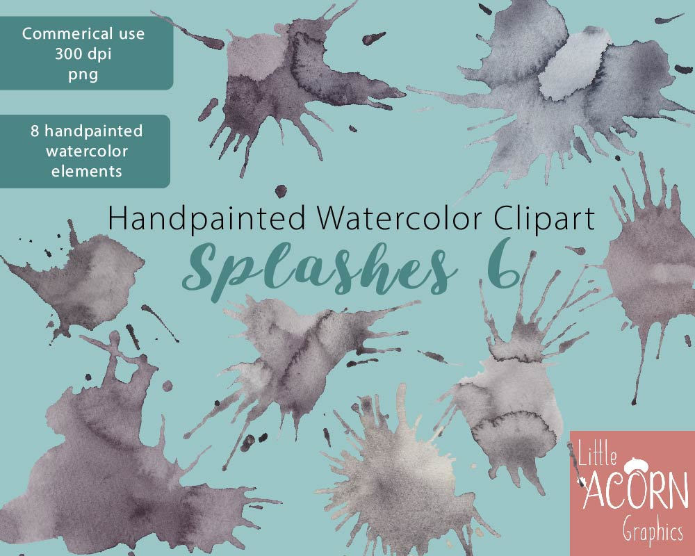 Watercolor Clipart Spashes, Commercial Use,brown Handpainted,grey Clip ...