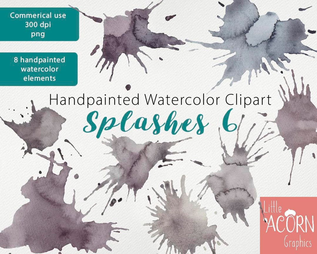 Watercolor Clipart Spashes, Commercial Use,brown Handpainted,grey Clip ...
