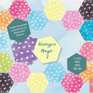 Watercolor Clipart Frame, Hexagon Shapes, Handpainted Watercolor Clip ...