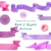 Watercolor Clipart Banner Pink Purple, Handpainted Watercolor Clipart ...