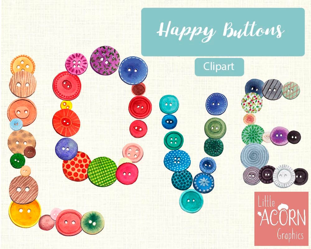 Watercolour Clipart Buttons, Handpainted Clip Art, Commercial Use ...