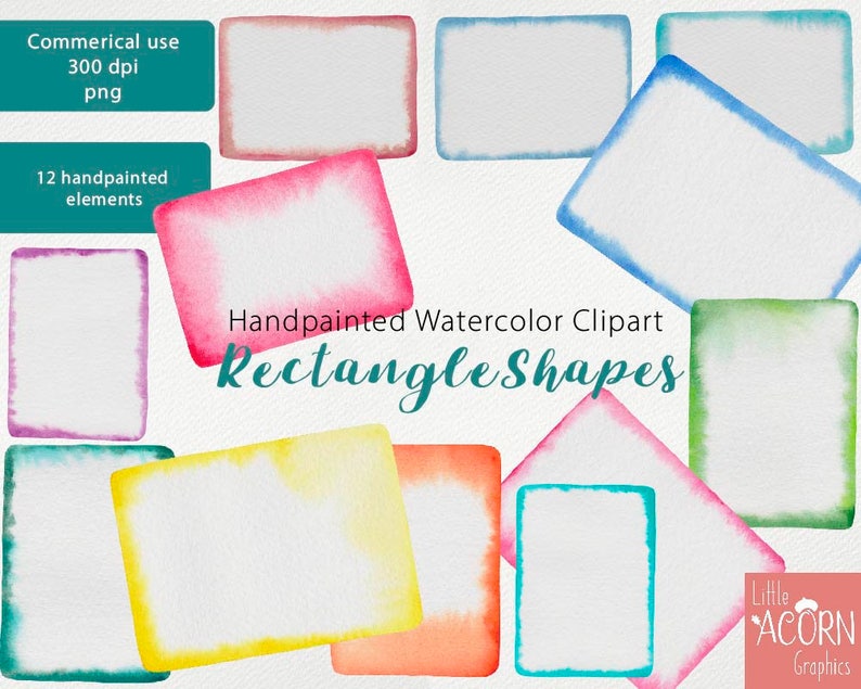 Watercolor Clipart Frame , Handpainted Commercial Use Bundle, Shape ...