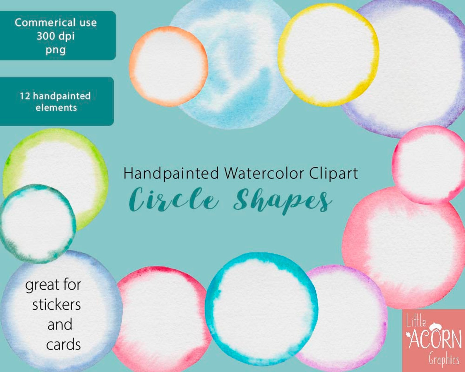 Watercolor Clipart Frame, Circle Clipart, Handpainted Watercolor ...