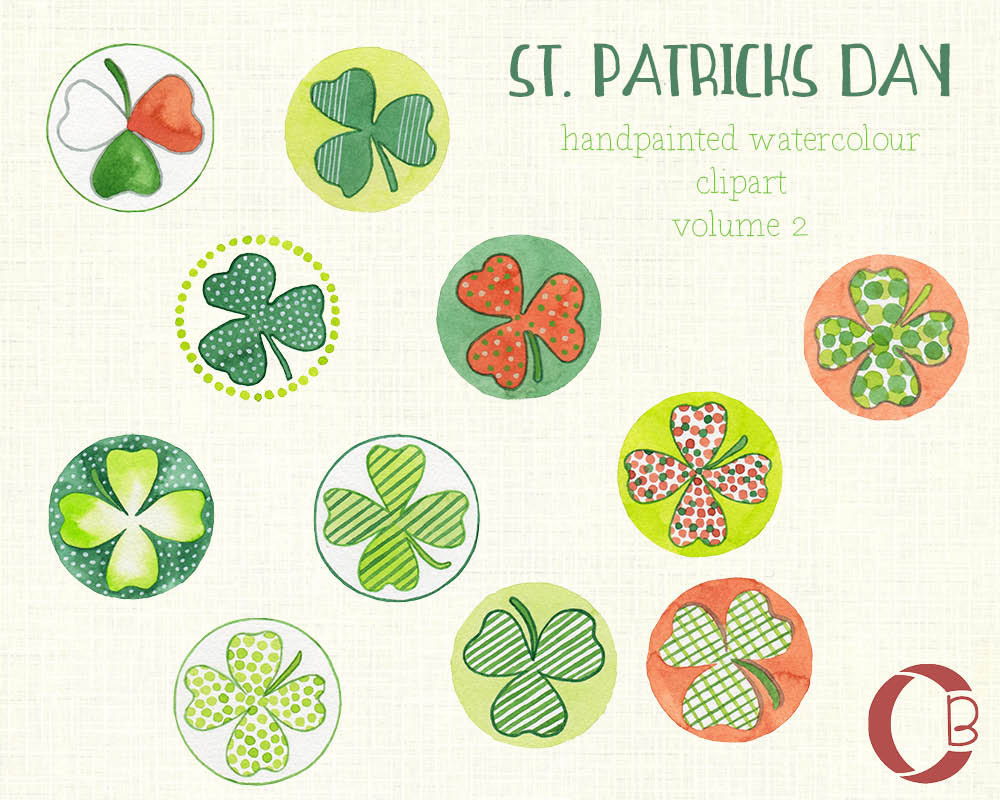 Watercolor Clipart St Patricks Day, Handpainted Irish Clip Art ...