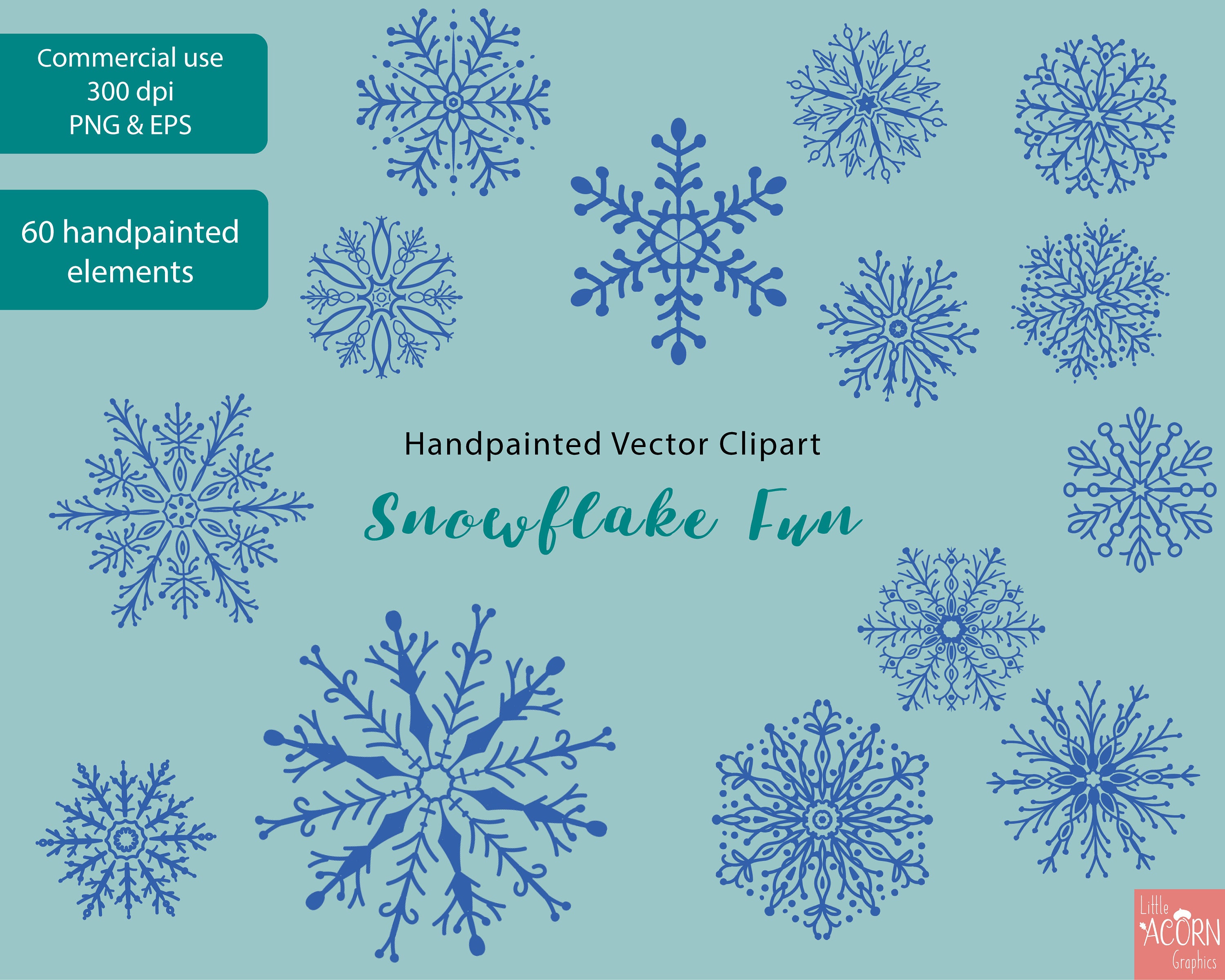 Clipart Snowflake Snow Crystal Vector Eps and Png Christmas Clipart ...