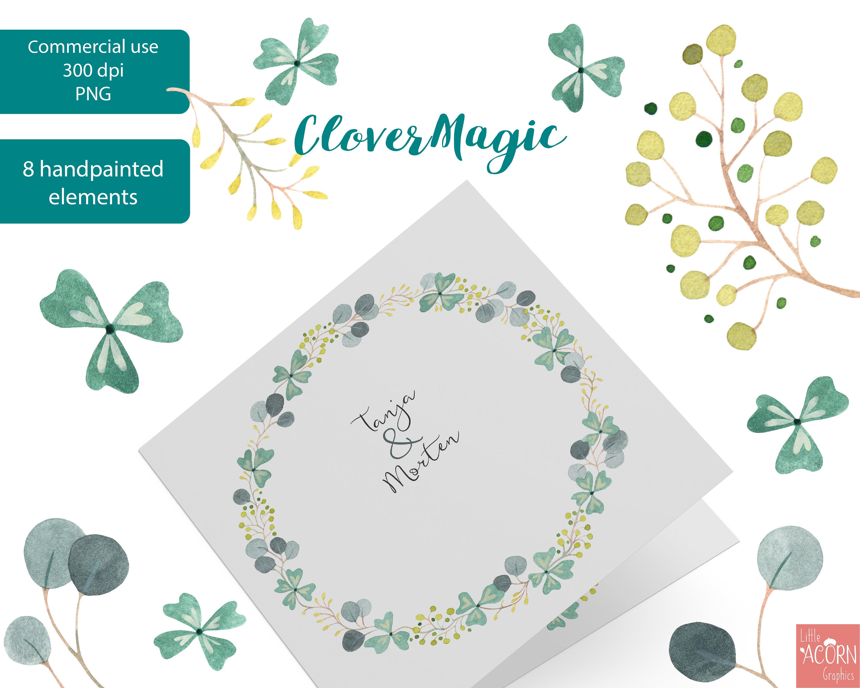 Watercolor Clipart Clover Shamrock St. Patricks Day Clipart - Etsy