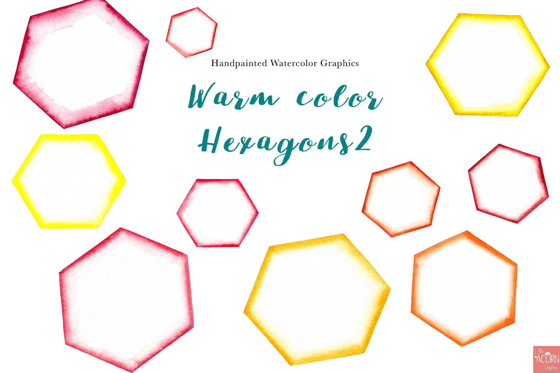 Watercolor Clipart Frame, Hexagon Shapes, Handpainted Watercolor Clip ...