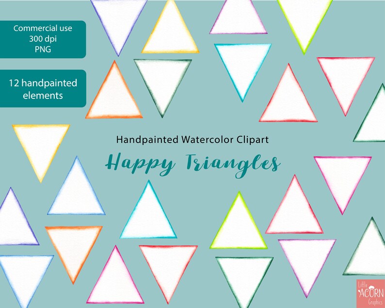 Watercolor Clipart Frame, Triangle Shapes, Handpainted Watercolor Clip ...