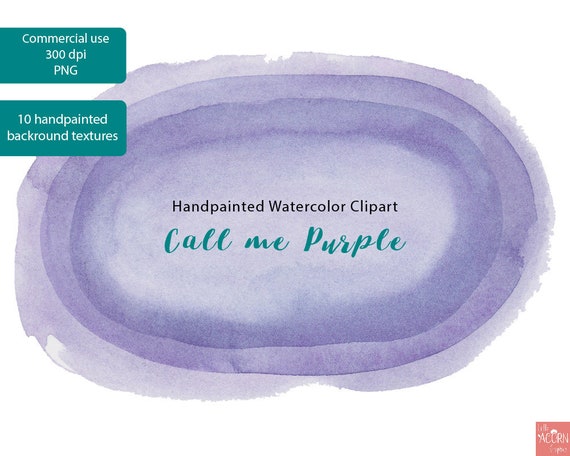 Handpainted Watercolor Clipart Commercial use PNG purple | Etsy
