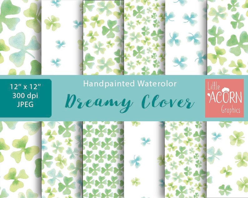 Digital Paper St Patricks Day Handpainted Watercolor Clipart Seamless ...