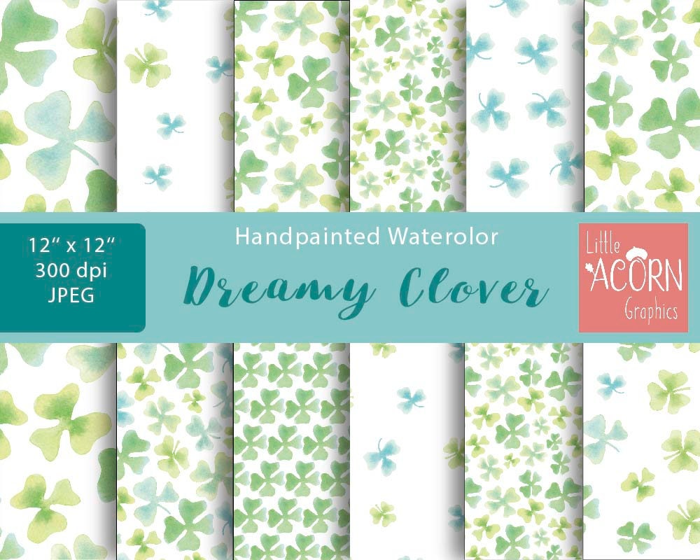 Digital Paper St Patricks Day Handpainted Watercolor Clipart - Etsy