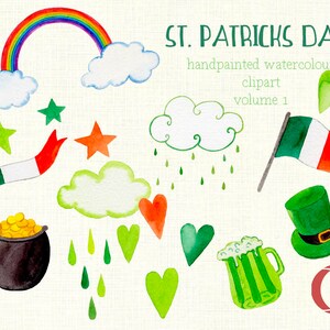 Watercolor Clipart St Patricks Day, Leprechauns Handpainted Irish Clip ...