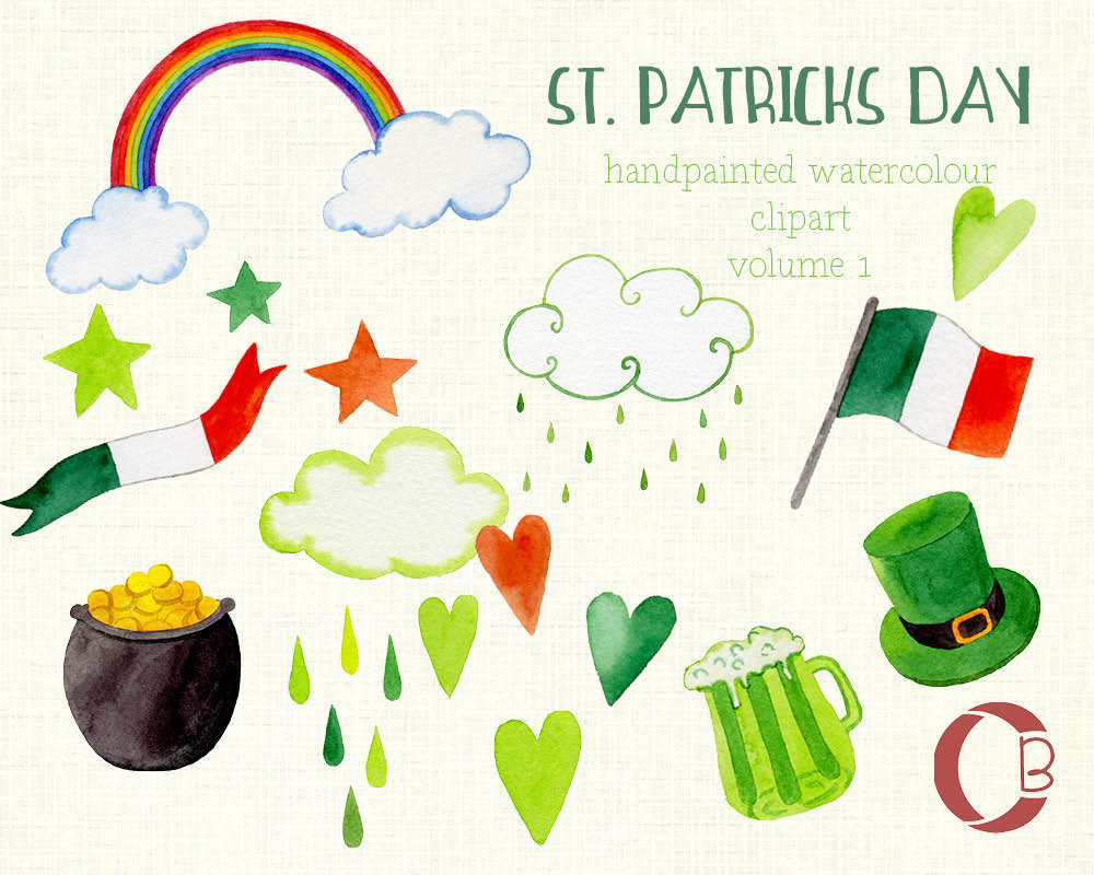 Watercolor Clipart St Patricks Day, Leprechauns Handpainted Irish Clip ...