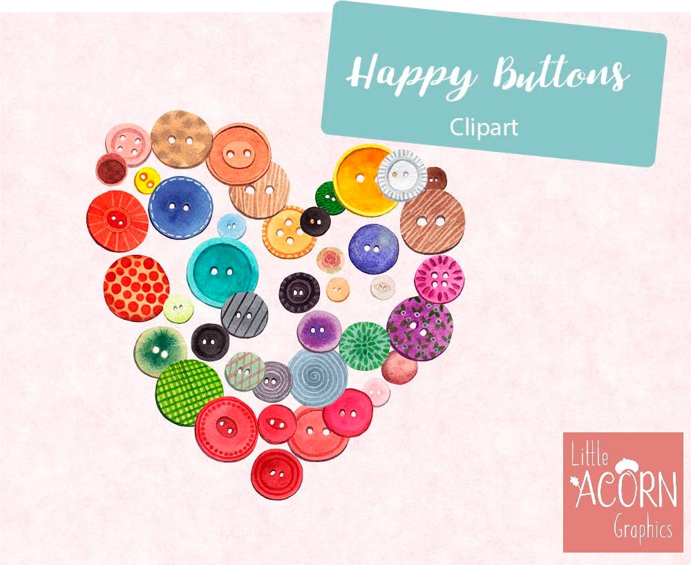 Watercolour Clipart Buttons, Handpainted Clip Art, Commercial Use ...