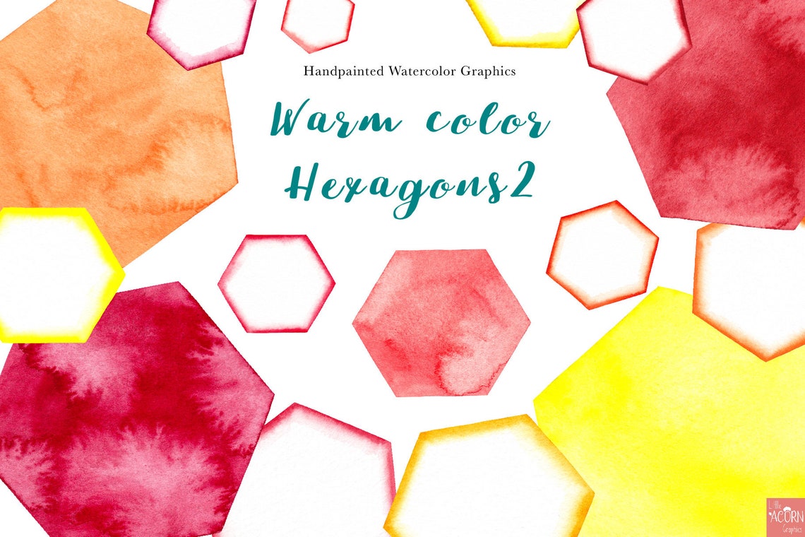 Watercolor Clipart Frame, Hexagon Shapes, Handpainted Watercolor Clip ...