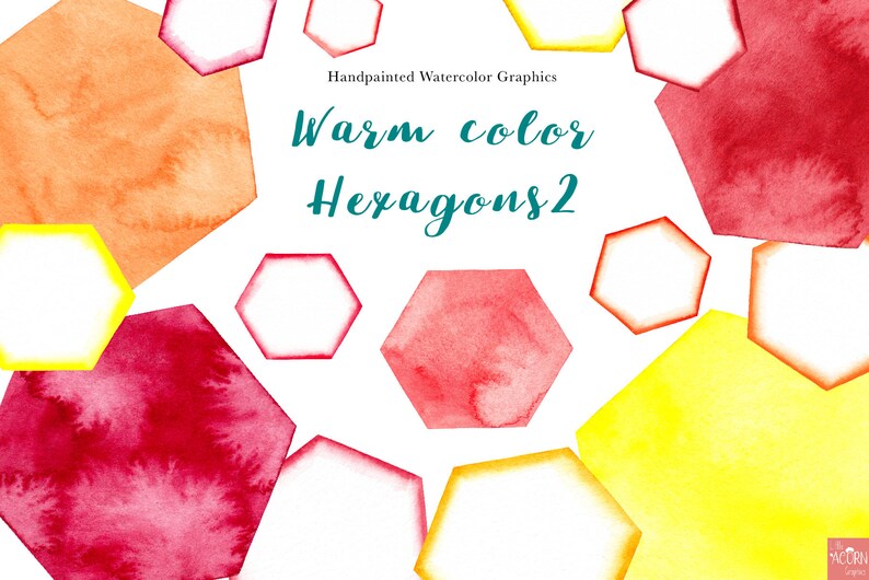 Watercolor Clipart Frame, Hexagon Shapes, Handpainted Watercolor Clip ...